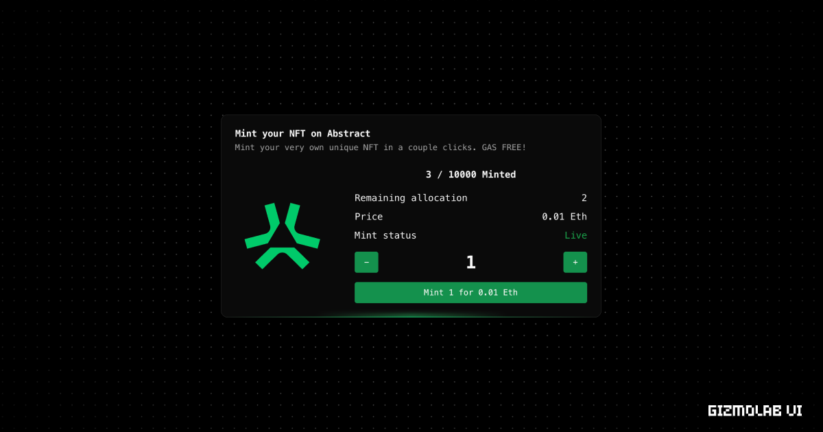 Abstract Gasless Nft Mint | Gizmolab Ui