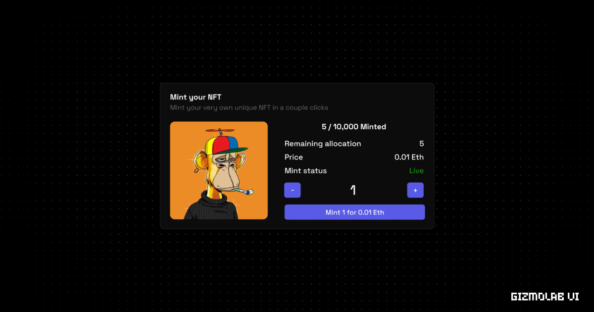 Nft Mint Card | Gizmolab Ui